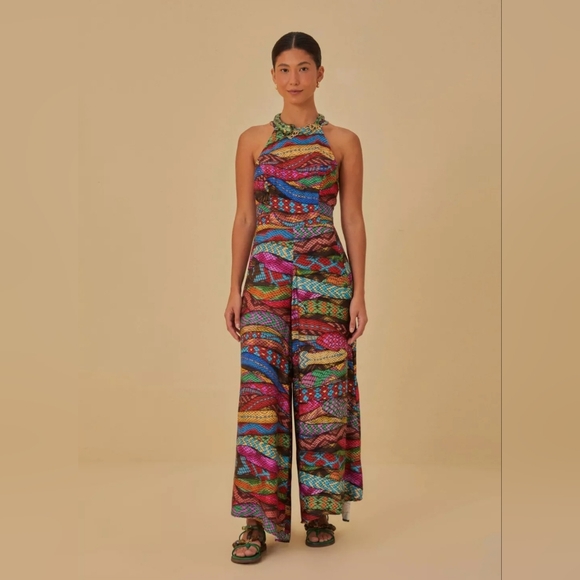 FARM Rio | Pants & Jumpsuits | Farm Rio Colorful Snake Print Jumpsuit ...